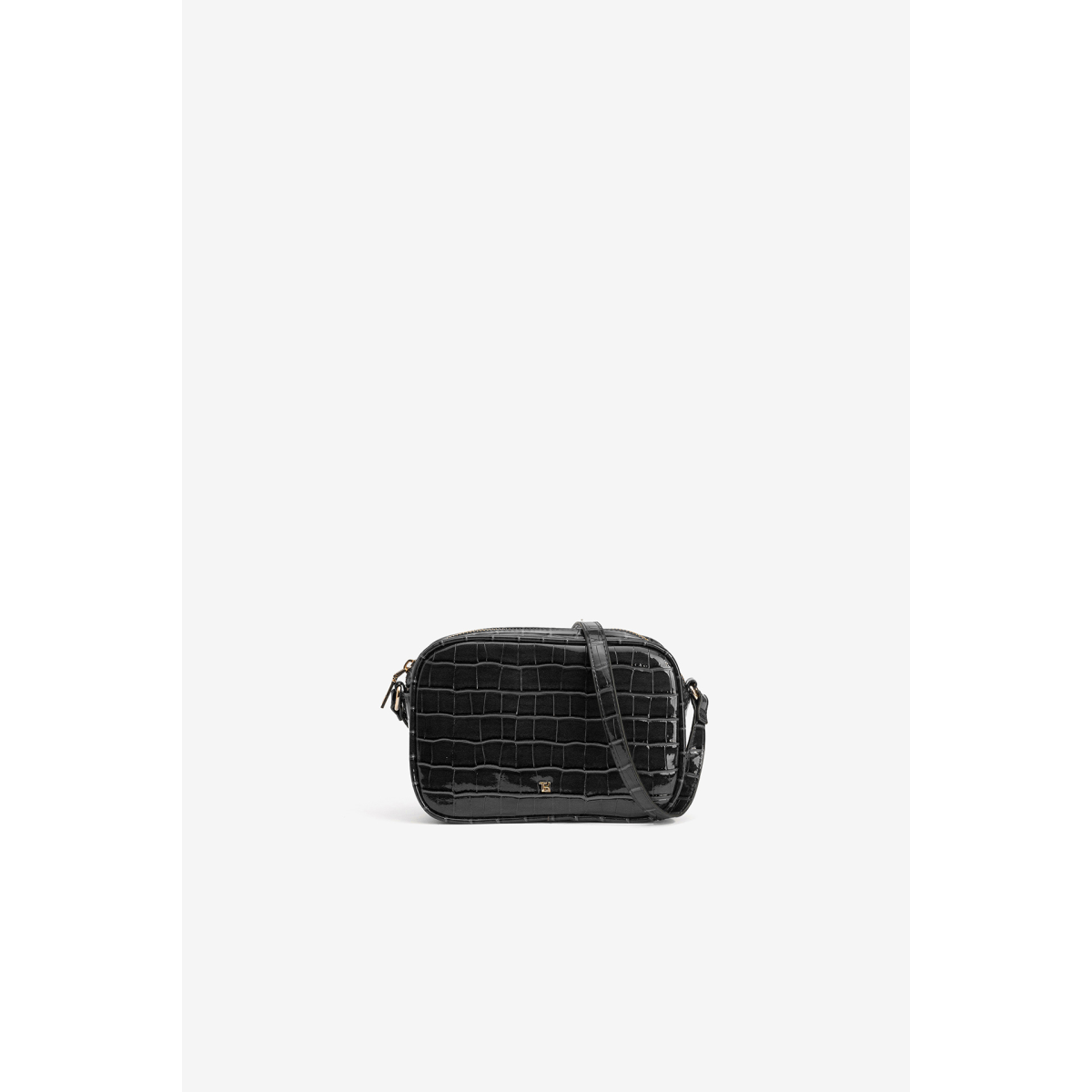 Black Croc Texture Crossbody - 10066389_000 - Tiffosi