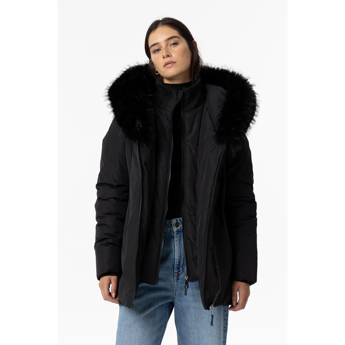 Casaco Acolchoado com Faux Fur - 10056545_000 | Tiffosi