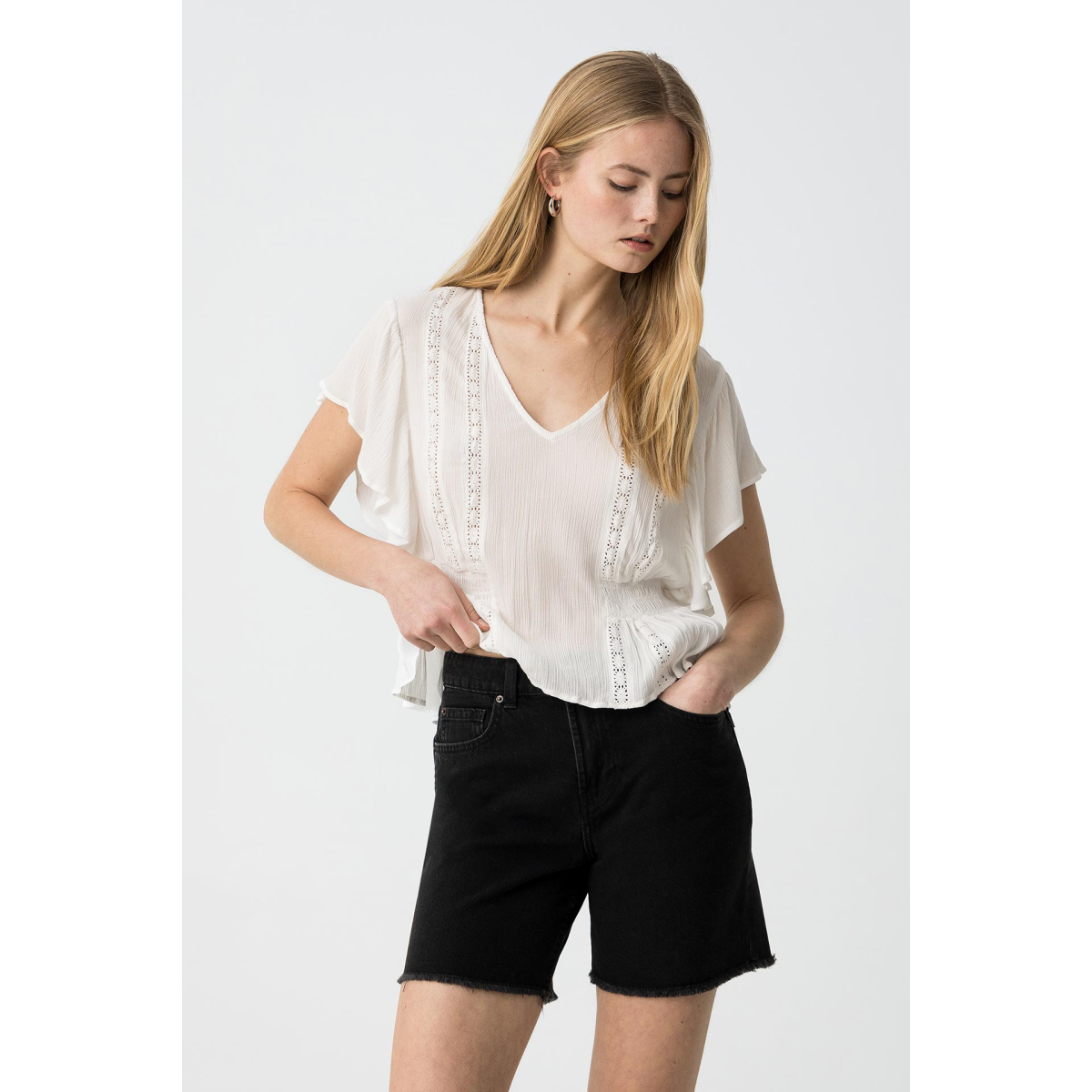 Blusa con Volantes y Encaje - 10061113_110 - Tiffosi