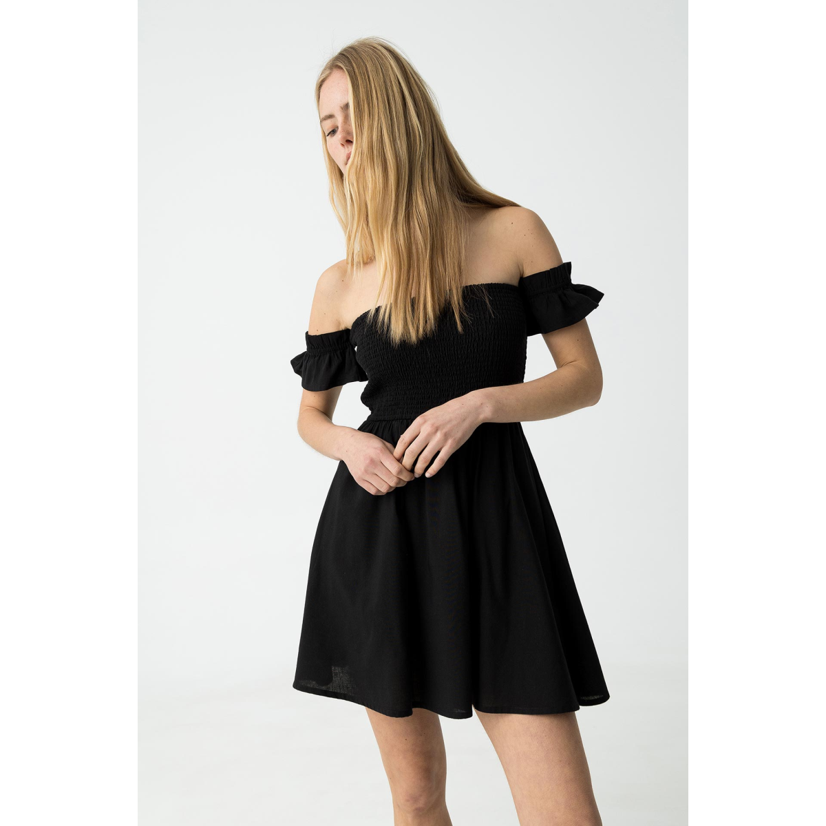 Linen Dress with Gathers - 10061355_000 | Tiffosi