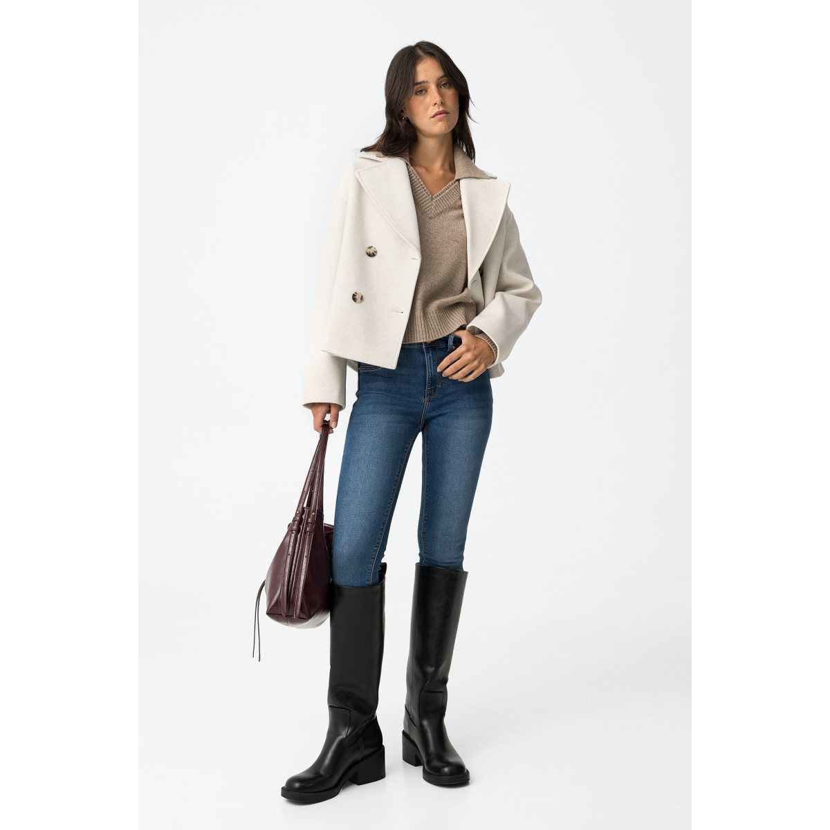 Light Push-up Skinny Jeans with Mid Waist - 10064072_M1028 - Tiffosi